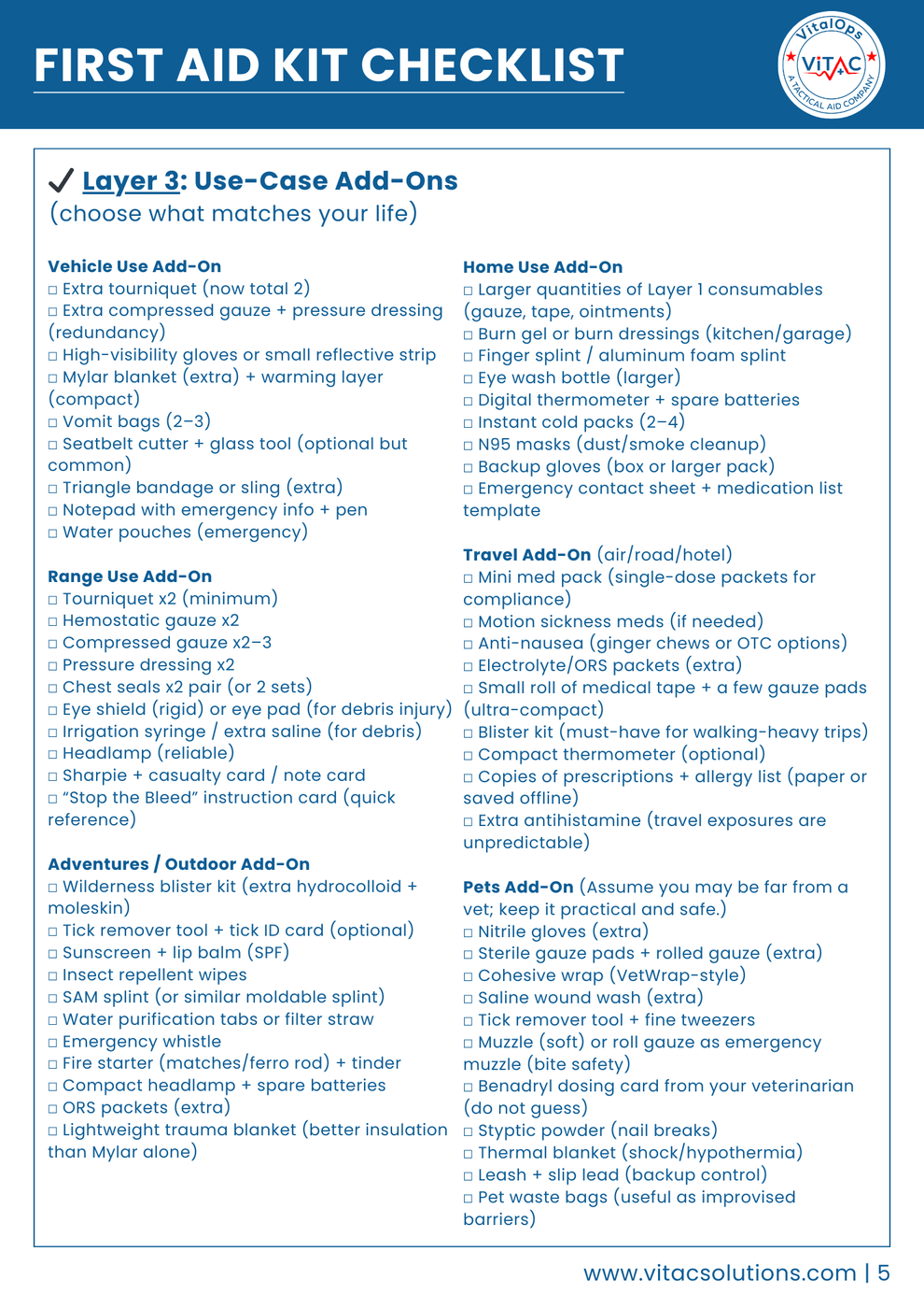 The Ultimate First Aid Kit Checklist | Printable PDF – ViTAC Solutions